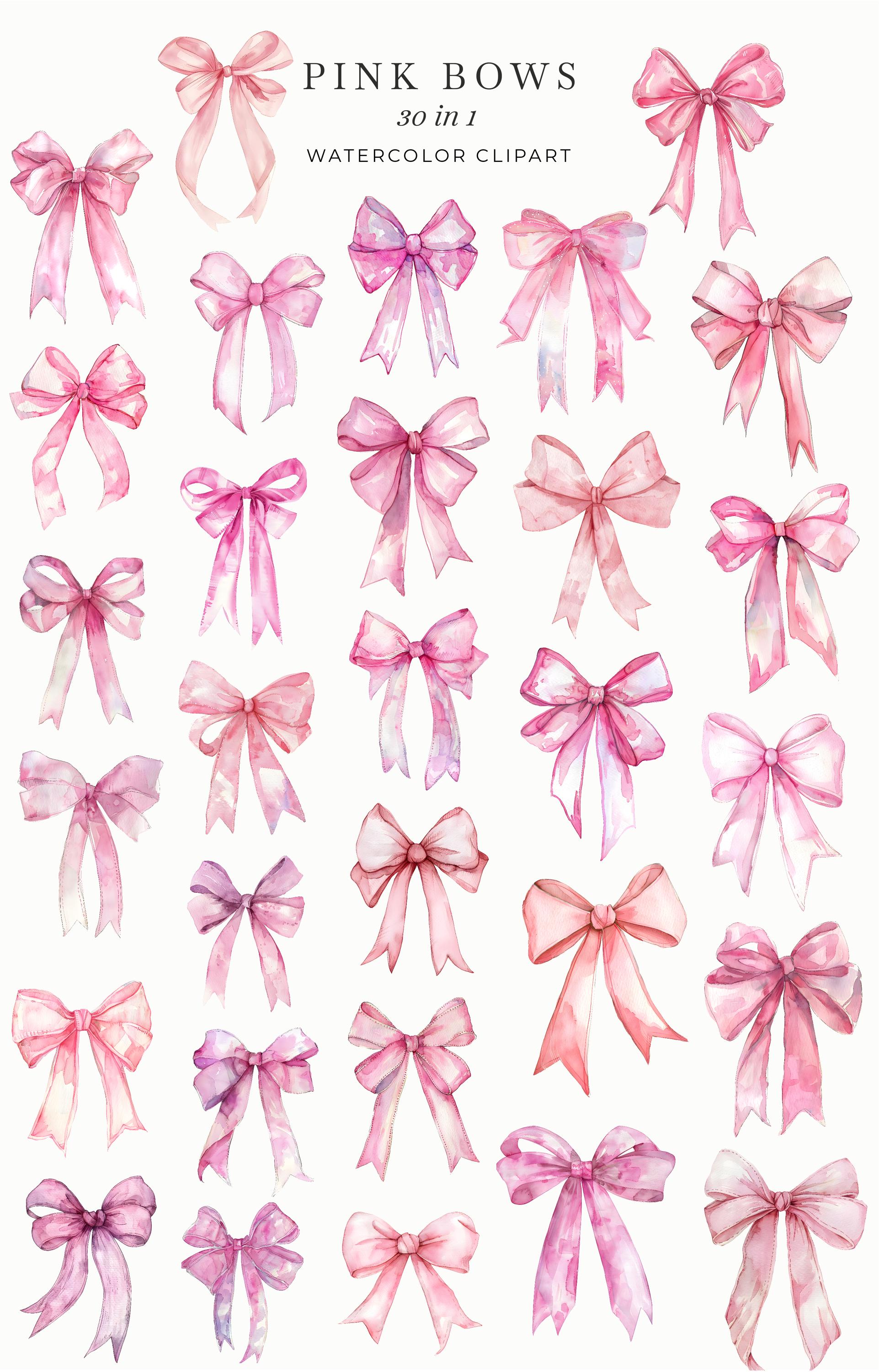 Bow Clipart Bundle | Pink & Glitter Gold Ribbon, Red, Pink PNG ...