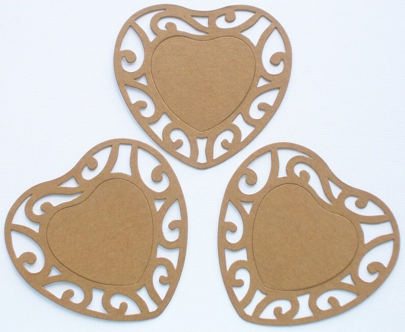 Filigree HEART FRAME Chipboard Die Cuts Bare Diecut Hearts - Etsy