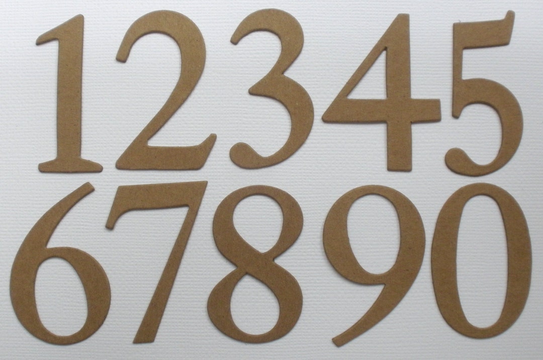 2" - SASSY SERIF NUMBERS -- Bare Chipboard Die Cuts - 2 of Each Number ...