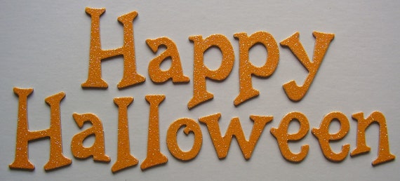 HAPPY HALLOWEEN Orange Glitter Chipboard Letters Alphabet | Etsy