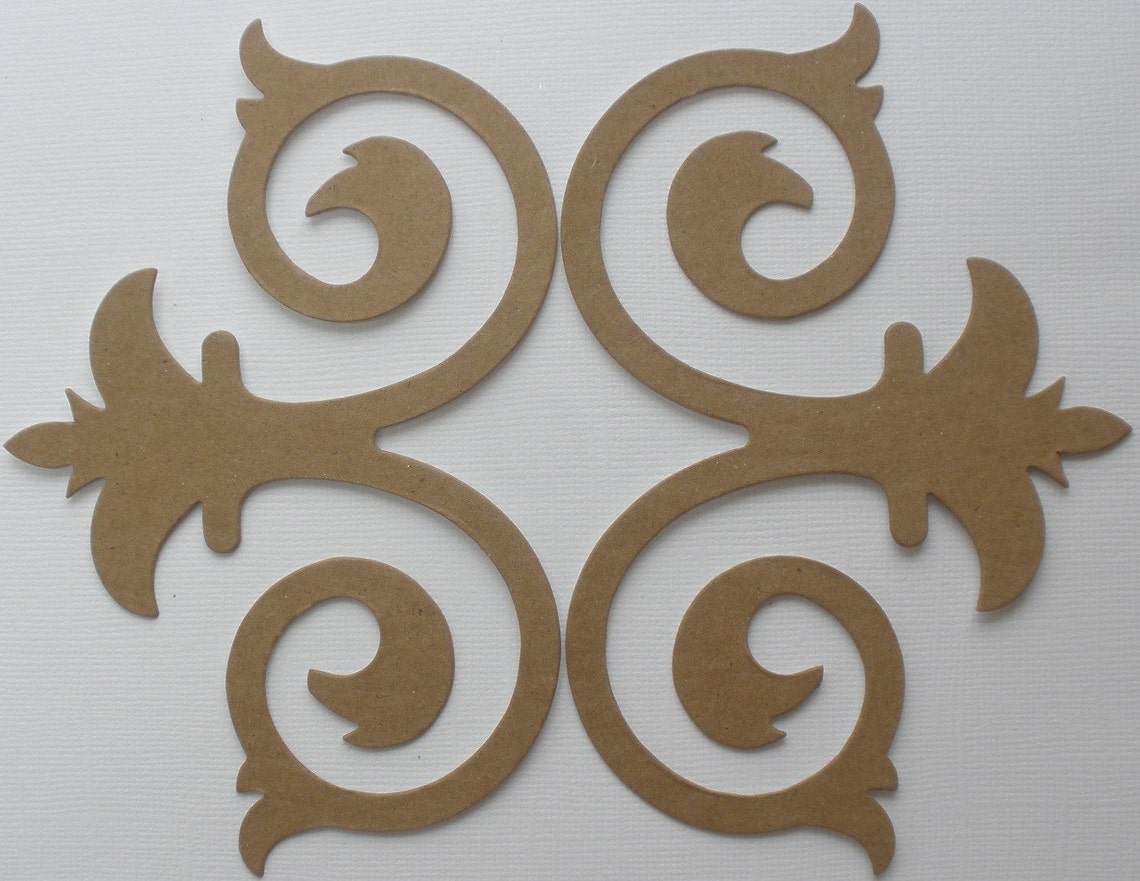 CROWN SCROLL Flourish - Chipboard Die Cuts - Bare Decorative Accent ...