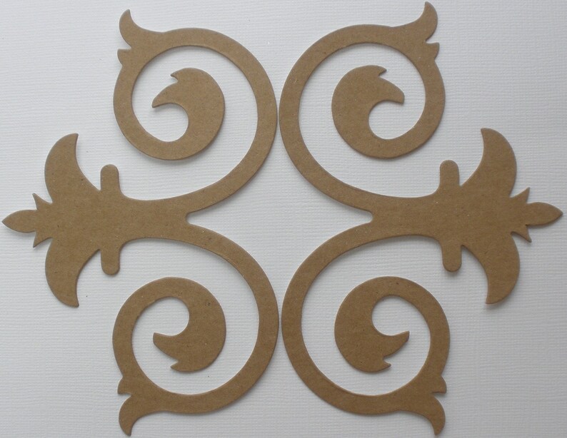 CROWN SCROLL Flourish Chipboard Die Cuts Bare Decorative - Etsy