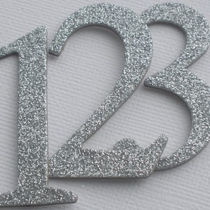 2" Inch Tall - Glitter Chipboard Numbers - Wedding Table Numbers ...