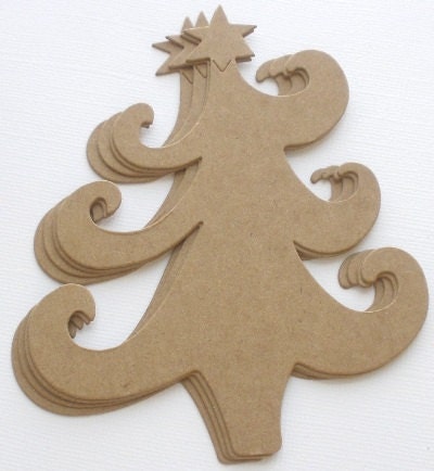 PRiMiTiVE TREE Curly Christmas Trees Bare Chipboard Die | Etsy
