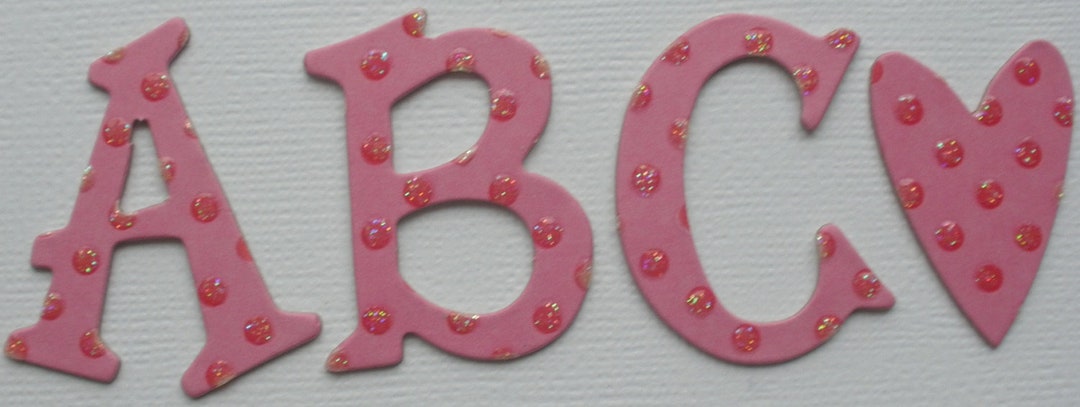 BLUSH Pink - Glitter Polka Dot Chipboard Alphabet Letters 1.5" Inch ...