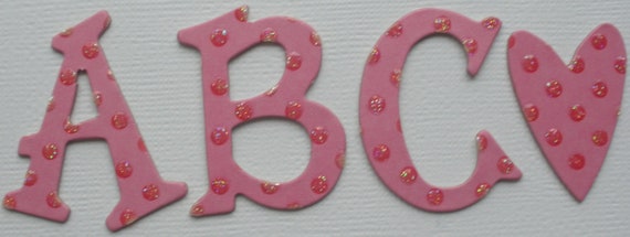 BLUSH Pink Glitter Polka Dot Chipboard Alphabet Letters - Etsy