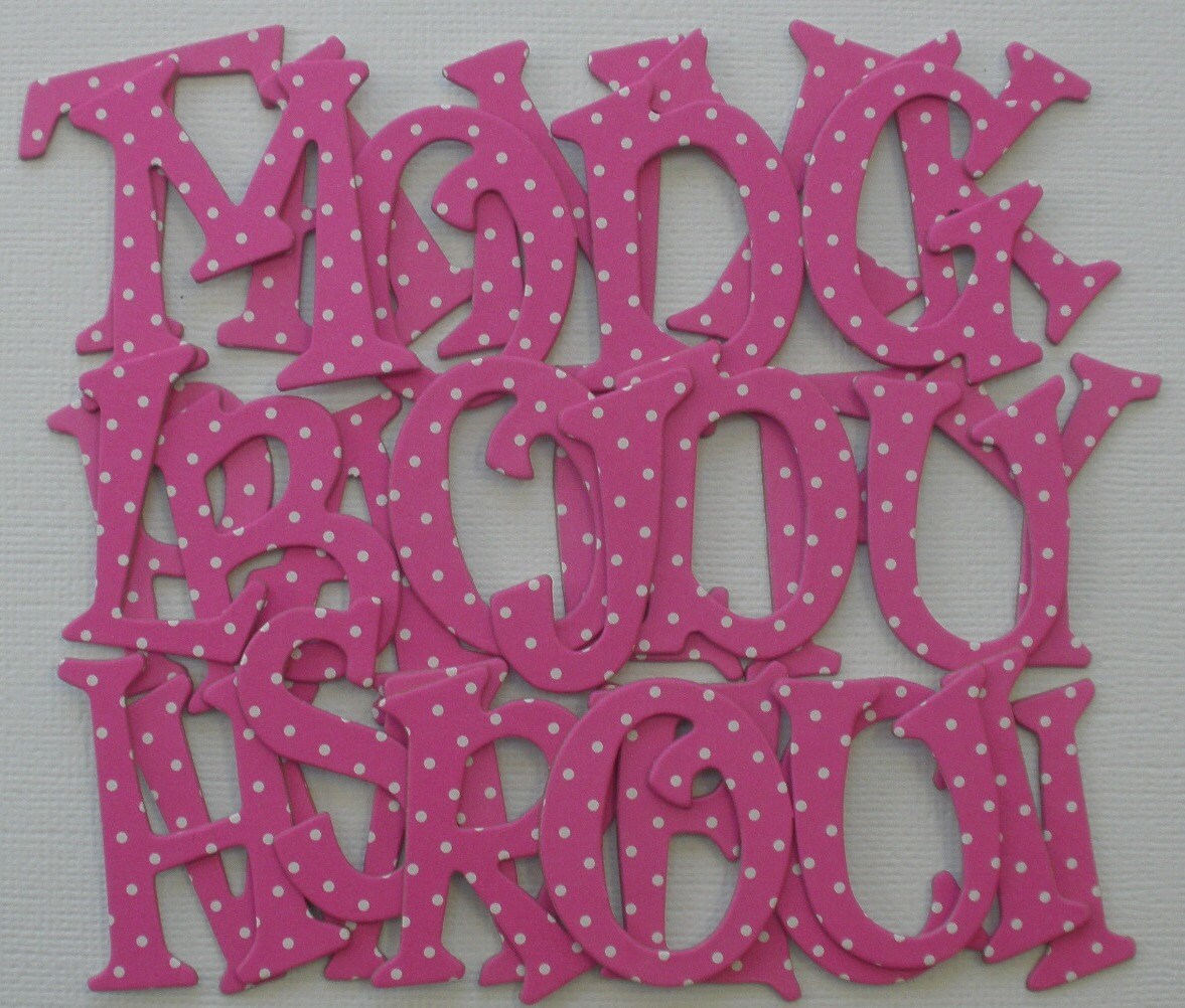 BUBBLEGUM Hot Pink Polka Dot Chipboard Letters Alphabet | Etsy