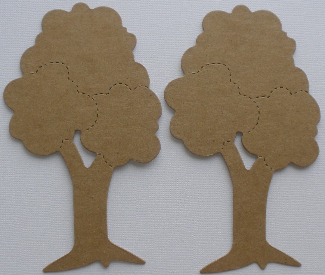 4 Chipboard Trees - Bare Unfinished Chipboard Die Cut - 3