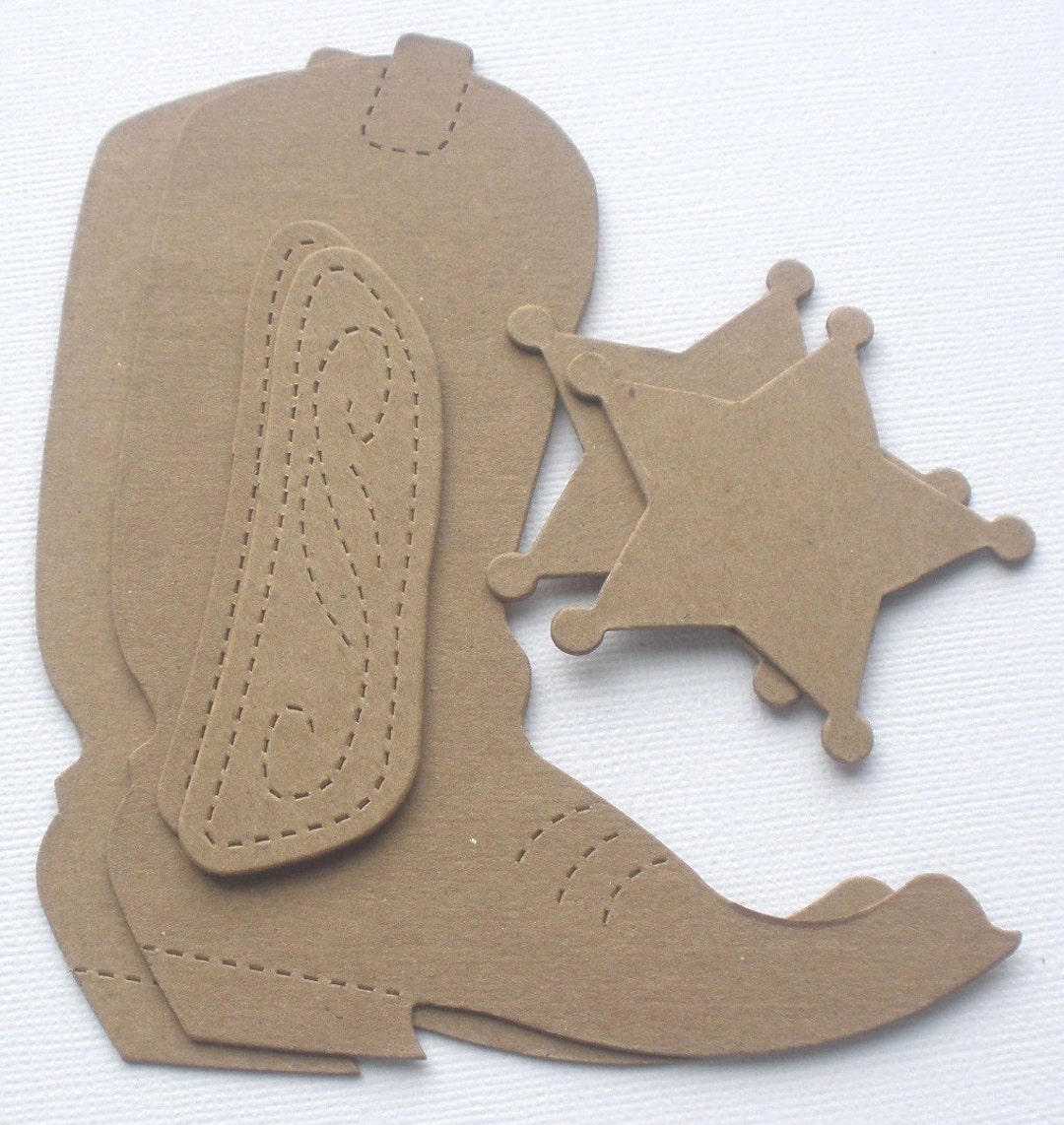 COWBOY BOOT & BADGE - Raw Alterable Chipboard Bare Die Cuts - Etsy