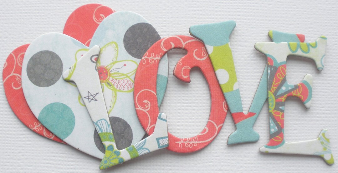 ALORA DOODLES - Bo Bunny Chipboard Alphabets With Heart Die Cuts - 1.5 ...