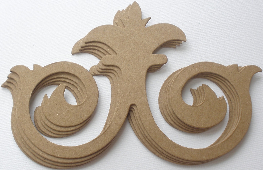 CROWN SCROLL Flourish - Chipboard Die Cuts - Bare Decorative Accent ...