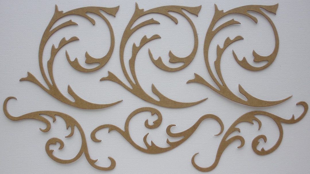 ELEGANT FLOURISH SCROLLS - Bare Chipboard Die Cuts - Decorative Accent ...