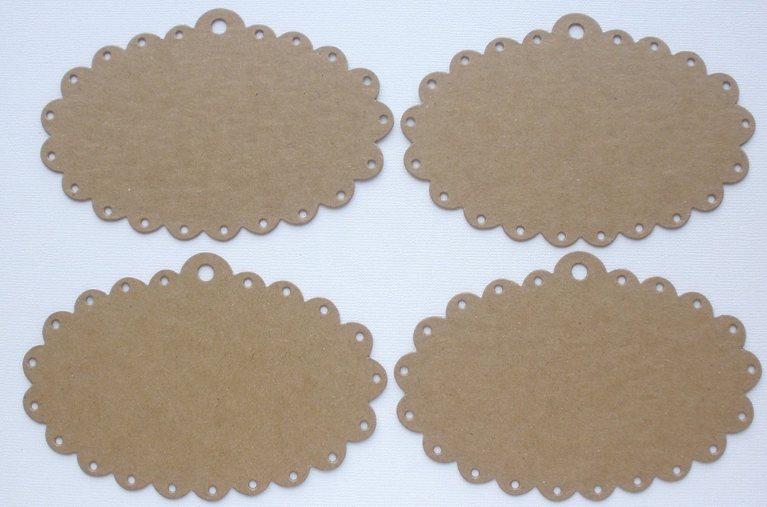 ORNATE SCALLOP TAG Chipboard Die Cuts - Bare Oval Scalloped Tags - 3.5 ...