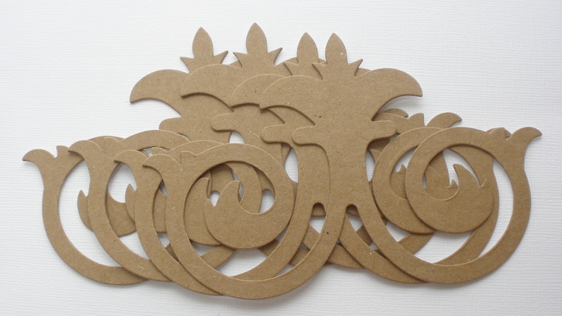 CROWN SCROLL Flourish - Chipboard Die Cuts - Bare Decorative Accent ...
