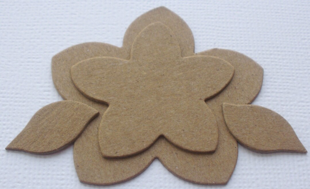 Layered Flower W/ Leaves Chipboard Die Cuts - Bare Floral Diecuts - Etsy