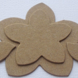 Layered Flower W/ Leaves Chipboard Die Cuts Bare Floral - Etsy