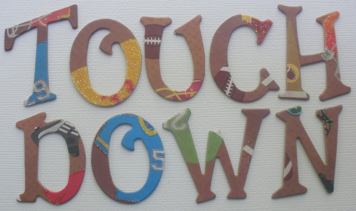 TOUCHDOWN Football - Chipboard Letters & Numbers - Tag / Star Die Cuts ...