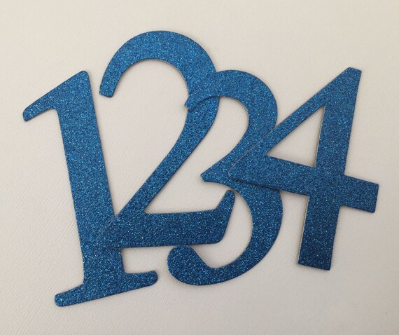 4 Blue Glitter Chipboard Numbers Wedding Table Numbers | Etsy