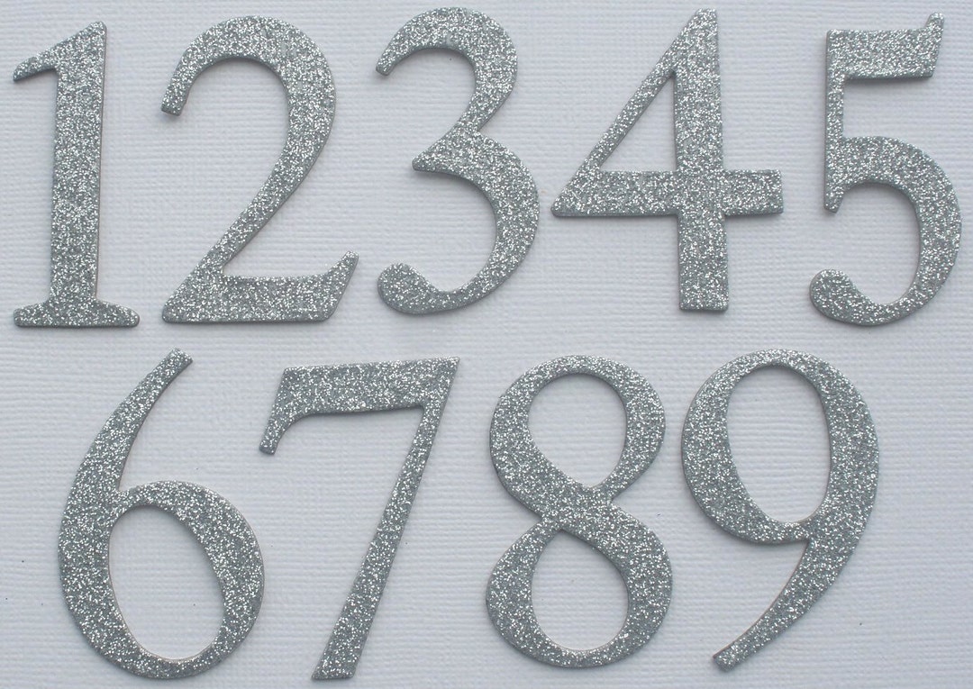2" Inch Silver Glitter Table Numbers - Glittered Card Stock - Double ...