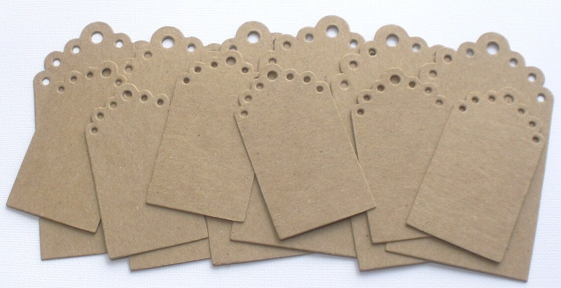 Elisse Eyelet Scallop Tags - Chipboard Die Cuts - Bare Gift Tag ...