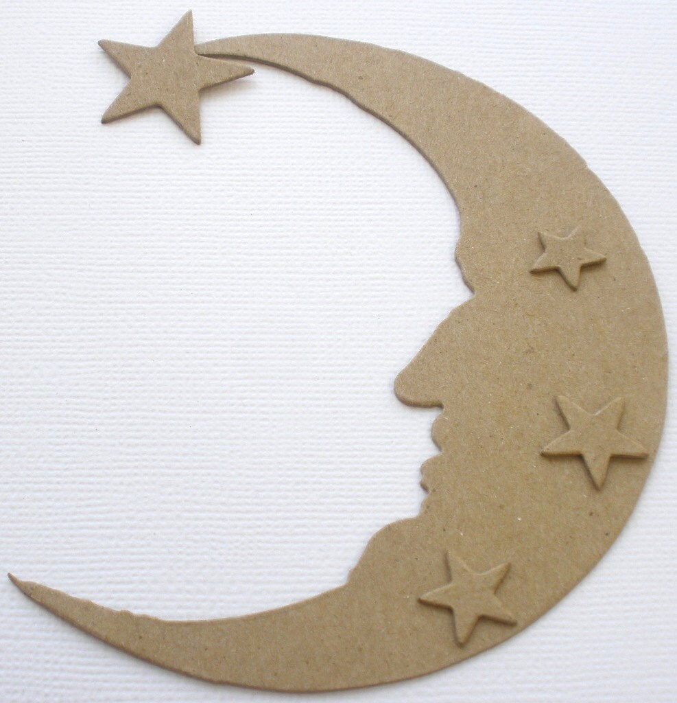 Crescent Moons and Stars | Chipboard Moon Die Cuts | Bare ...