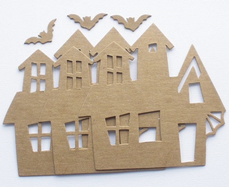 HAUNTED HOUSE - Bare Unfinished Chipboard Die Cuts - Halloween Mansion ...