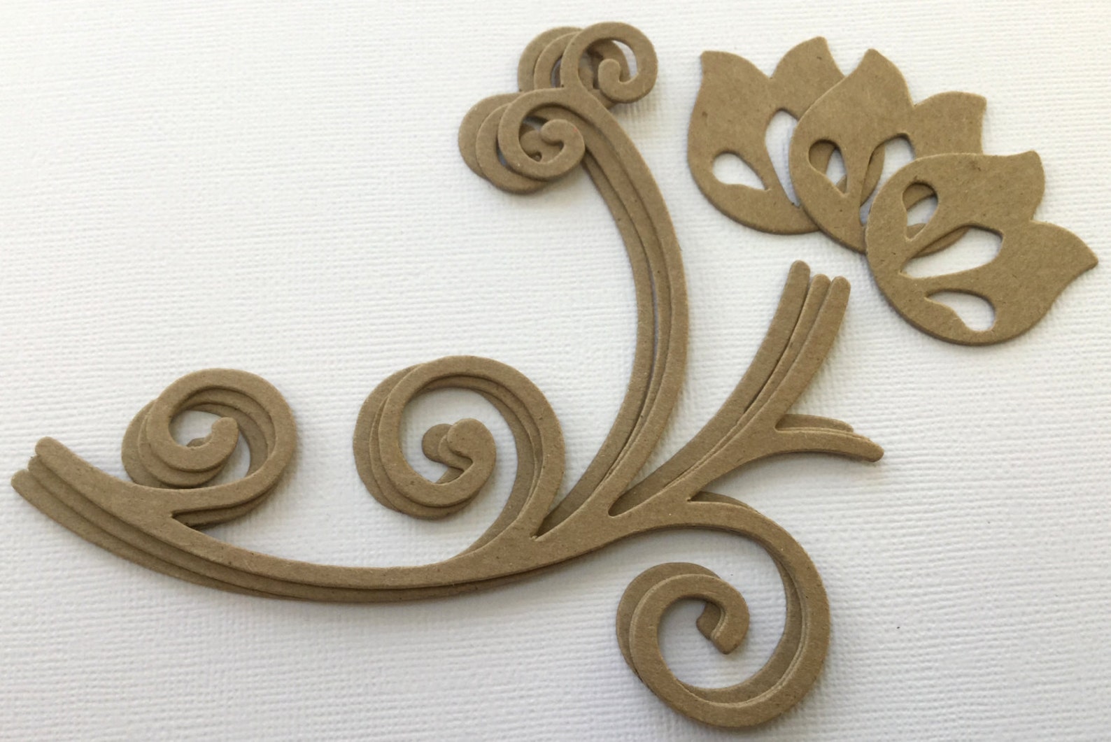 Floral Flourish Accent Swirl Chipboard Die Cuts Bare | Etsy