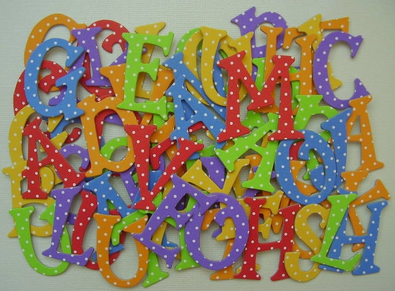 Primary Polka Dot Alphabets Chipboard Letters Scrapbook - Etsy