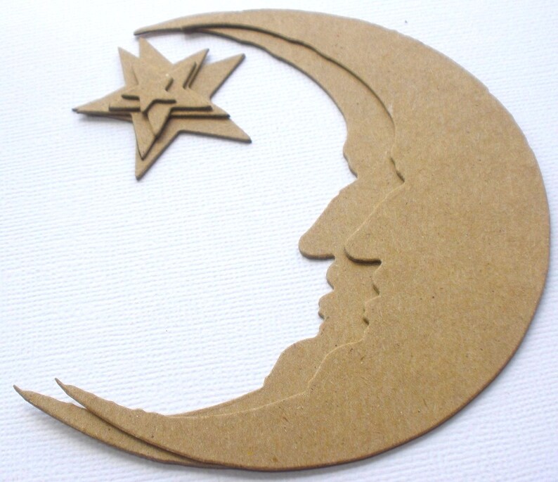 Crescent Moons and Stars Chipboard Moon Die Cuts Bare | Etsy