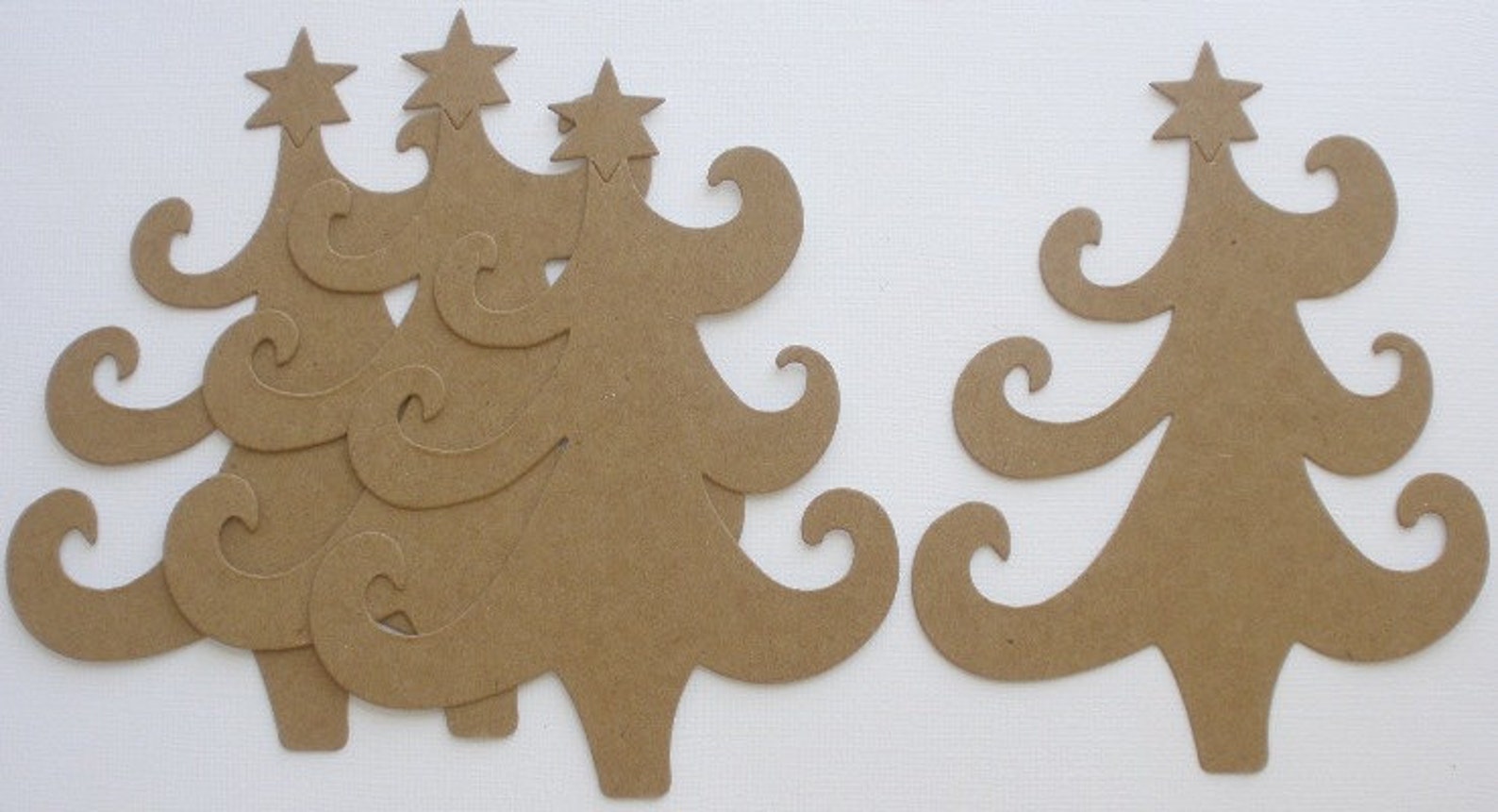 Primitive TREE Curly Christmas Trees Bare Chipboard Die Cuts | Etsy