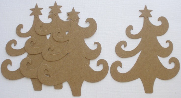 PRiMiTiVE TREE Curly Christmas Trees Bare Chipboard Die | Etsy