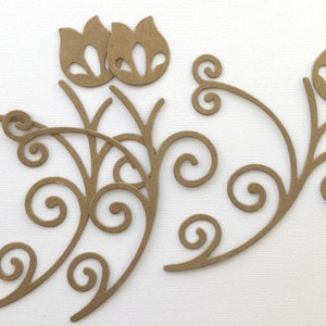Floral Flourish Accent Swirl - Chipboard Die Cuts - Bare Accent With ...