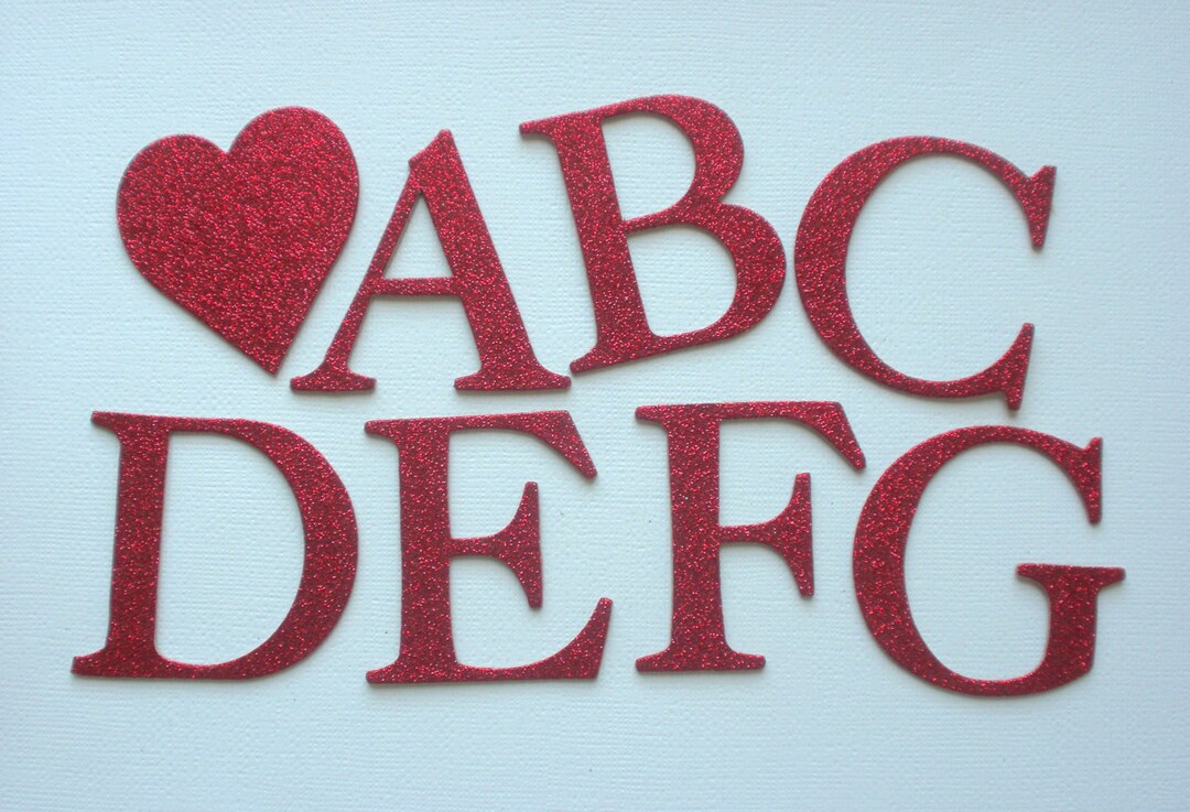 2" Red Christmas Glitter Letters - Elegant Chipboard Die Cuts - 26 ...