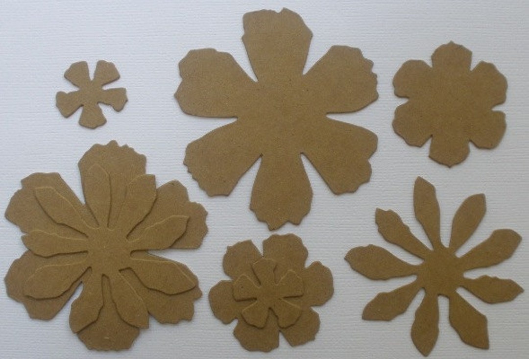 8 Pc. TATTERED FLORALS Chipboard Flowers | Layering Flower Die Cuts ...