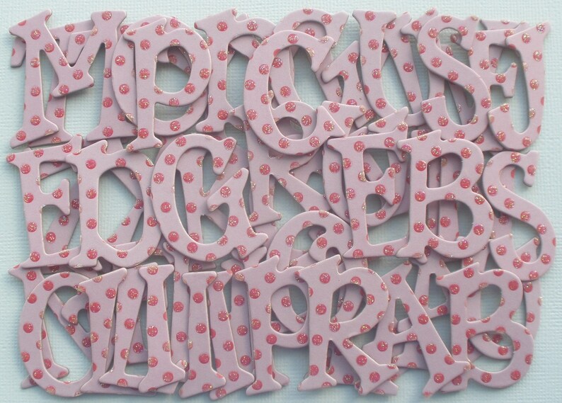 Princess Pink - Glitter Polka Dot Chipboard Alphabet Letters 1.5" Inch ...