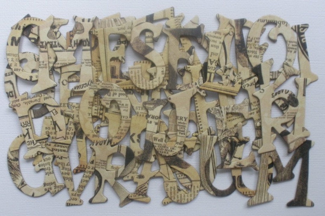 STEAMPUNK Debutante - Newspaper Print Chipboard Alphabets and Frame Die ...