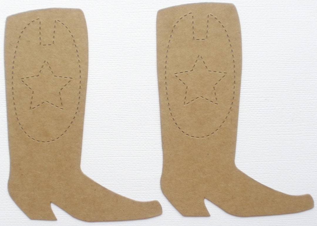 4 COWBOY BOOT W/ Star Emblem - Style 2 - Raw Alterable Chipboard Bare ...