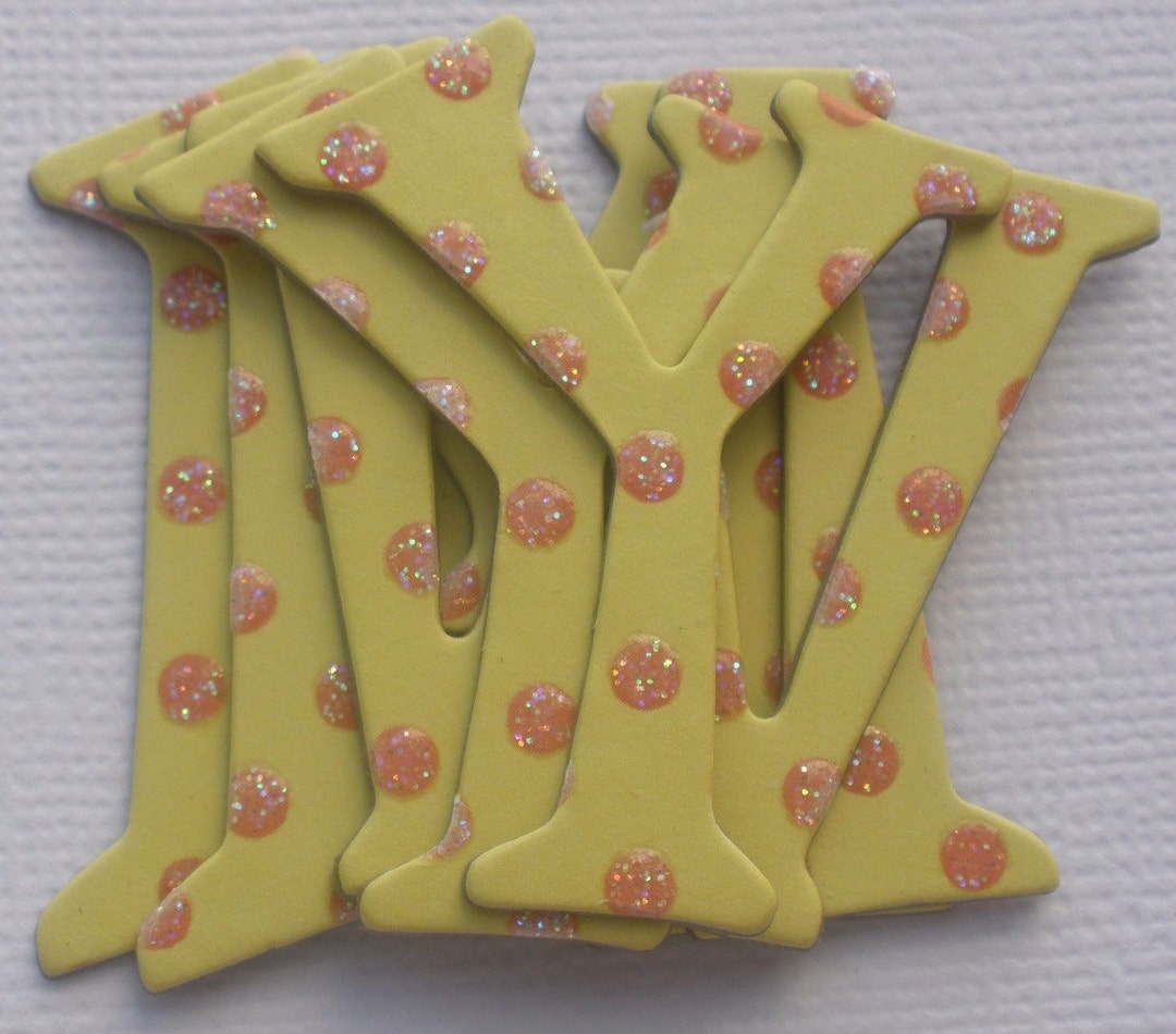 SUNBEAM YELLOW - Glitter Polka Dot Chipboard Alphabet Letters 1.5" Inch ...