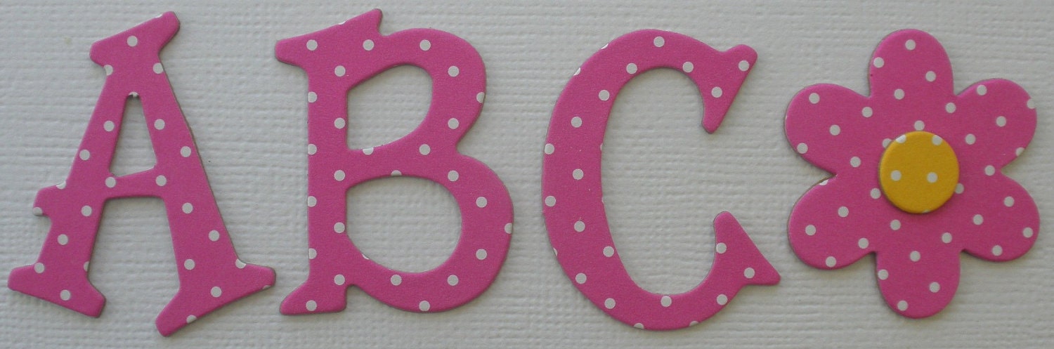 BUBBLEGUM Hot Pink Polka Dot Chipboard Letters Alphabet | Etsy