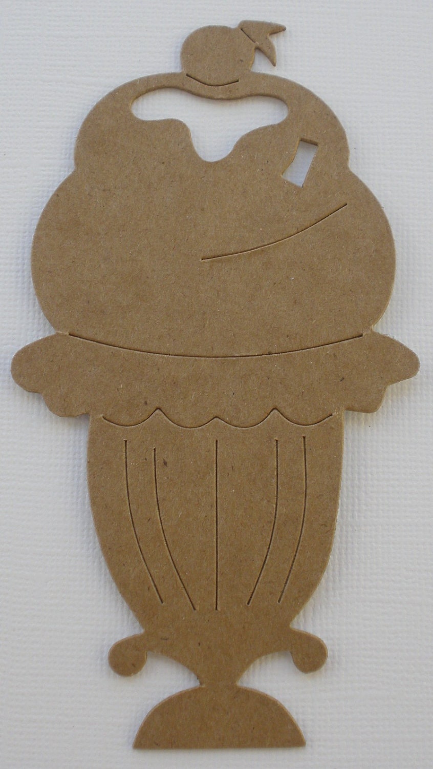 4 ICECREAM SUNDAES Raw Bare Unfinished Chipboard Die Cut - Etsy