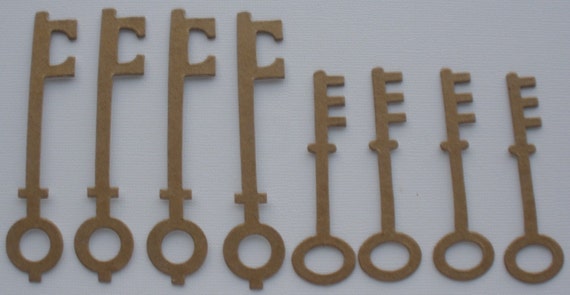 8 SKELETON KEYS Bare Chipboard Die Cut Key Diecuts 4 of - Etsy