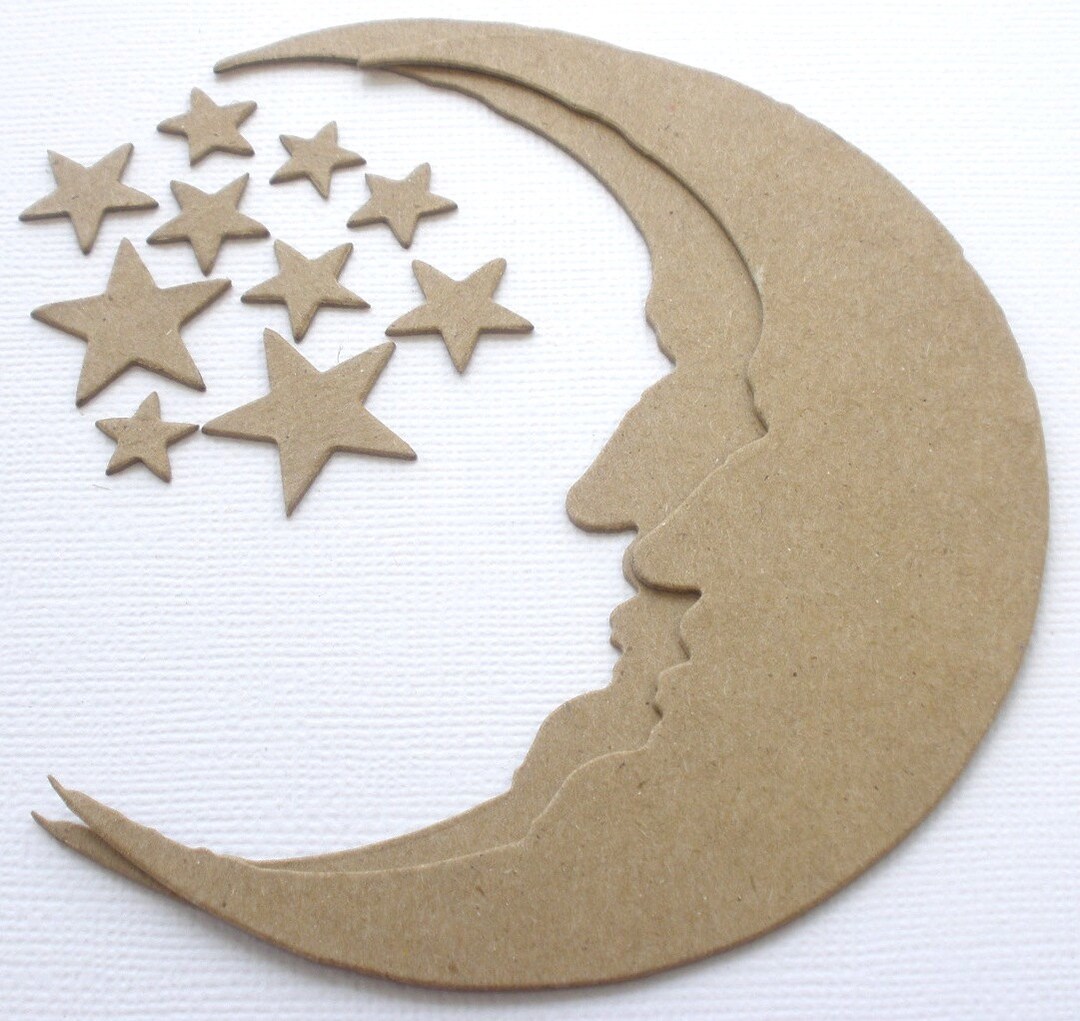 Crescent Moons and Stars | Chipboard Moon Die Cuts | Bare ...
