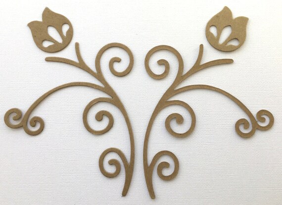 Floral Flourish Accent Swirl Chipboard Die Cuts Bare | Etsy