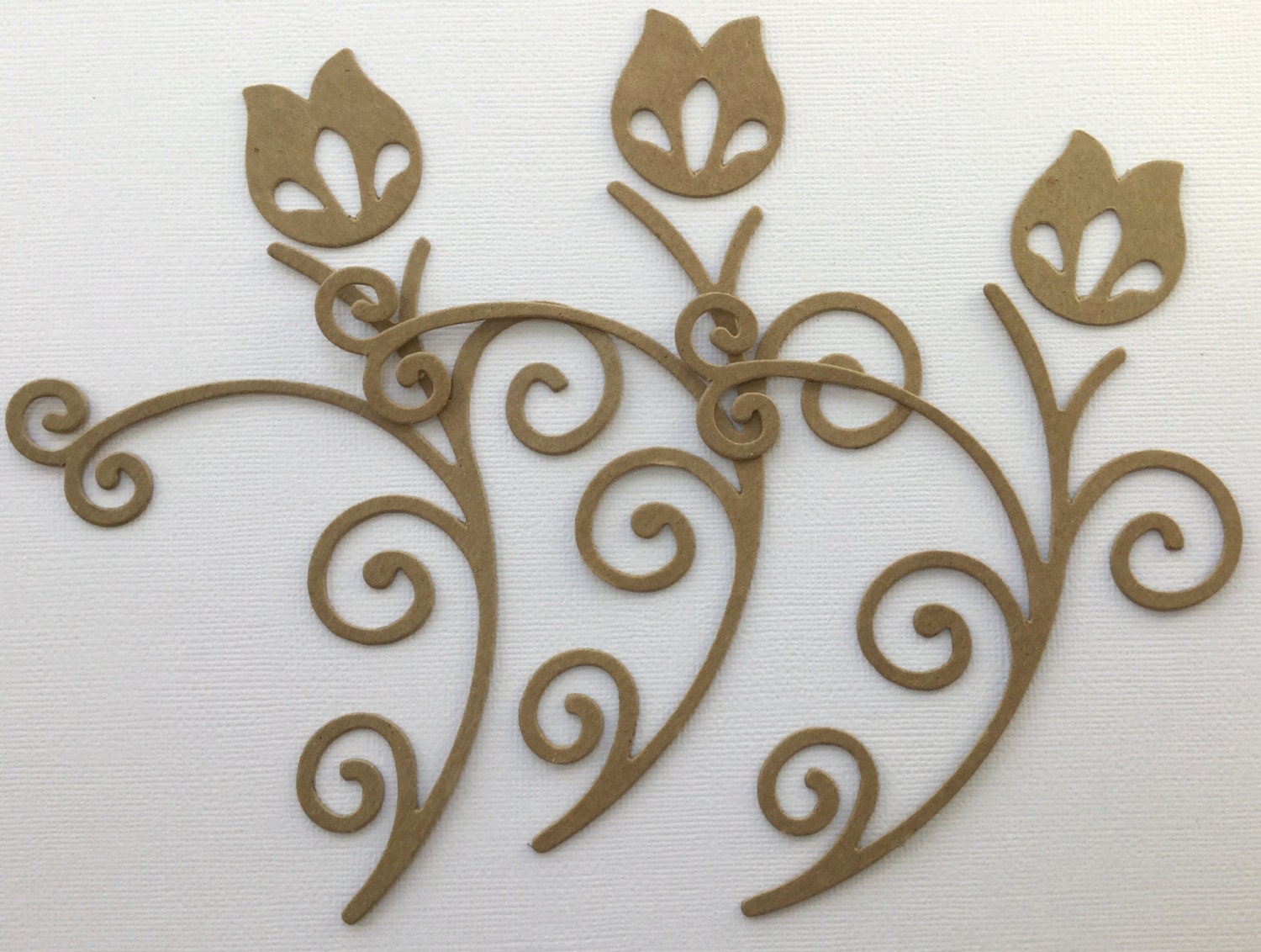 Chipboard Die Cuts Floral Flourish Accent Swirl Bare Accent with Flower ...