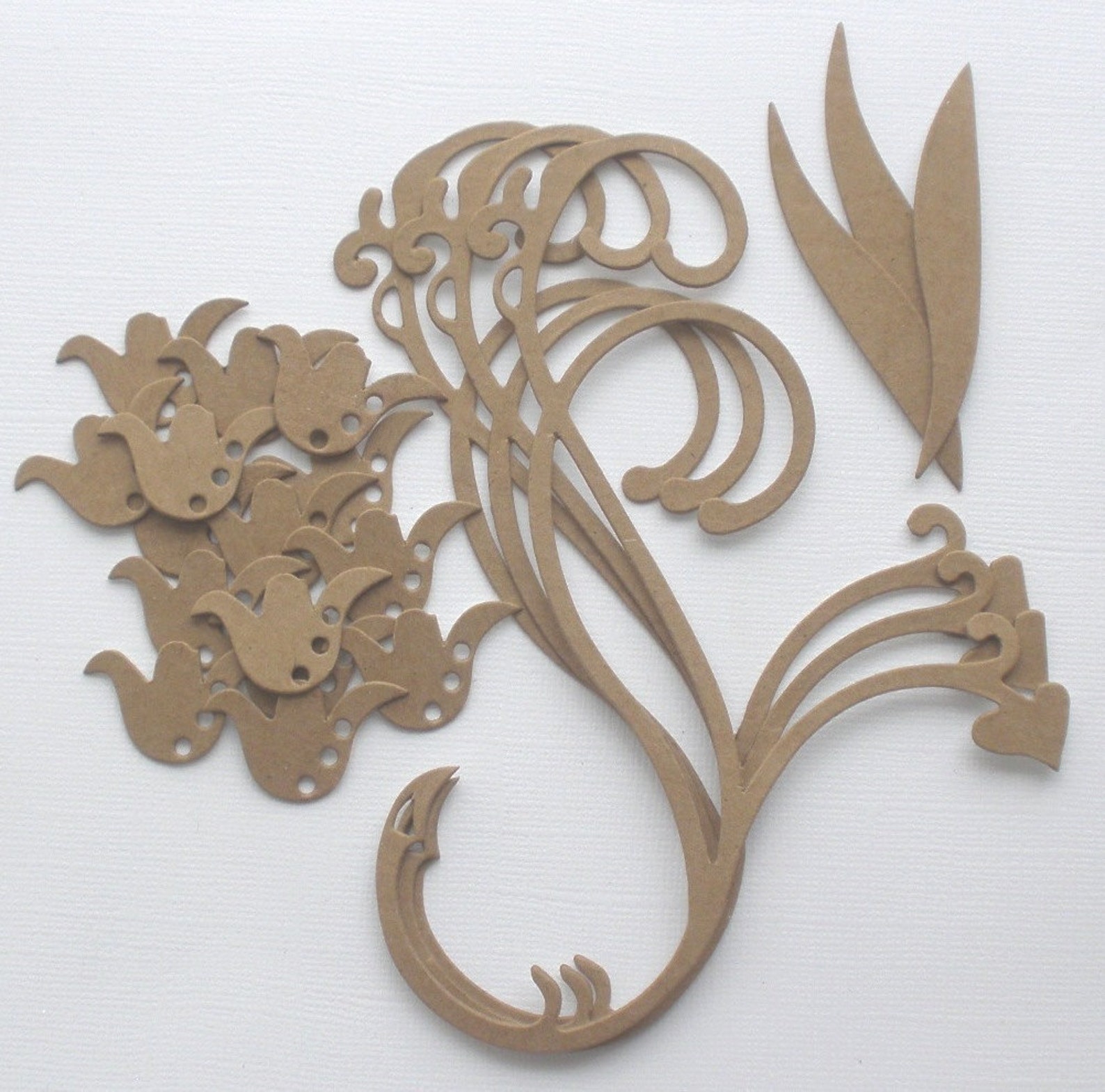 FLORAL ACCENTS Flower Flourish Raw Bare Unfinished Chipboard | Etsy