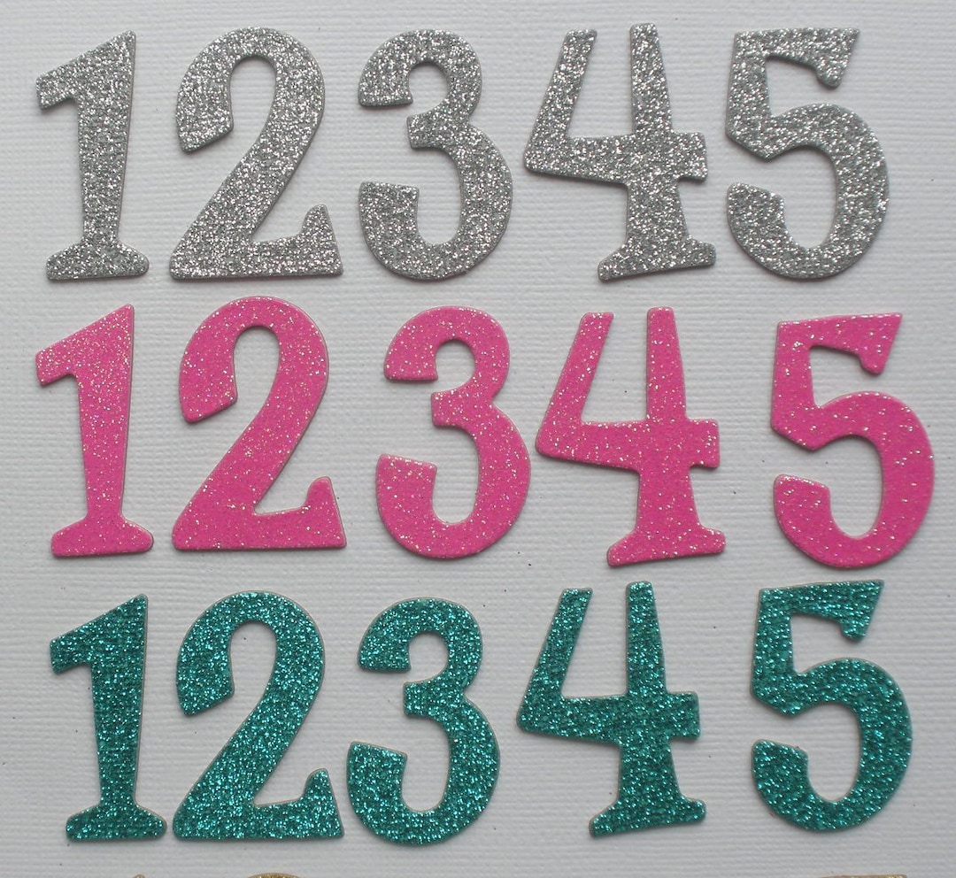 Scrapbook Numbers - 1-15 Glitter Chipboard - 1.5" Inch Serif - Party ...