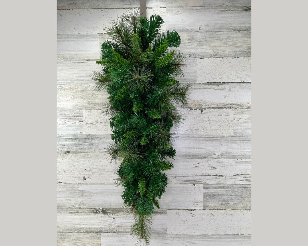 Christmas Swags 27.6inch Green Pine Needles Teardrop Swag, Christmas Tear Drop Christmas Swag