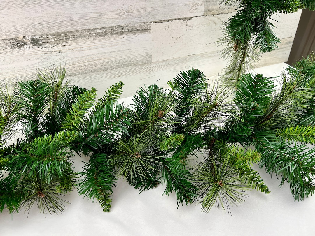Artificial Mixed Pine Garland 9 Ft, Christmas Greenery Garland Base ...