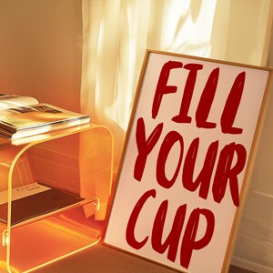 Self Care Fill Your Cup Typography Wall Art, Motivational Poster ...