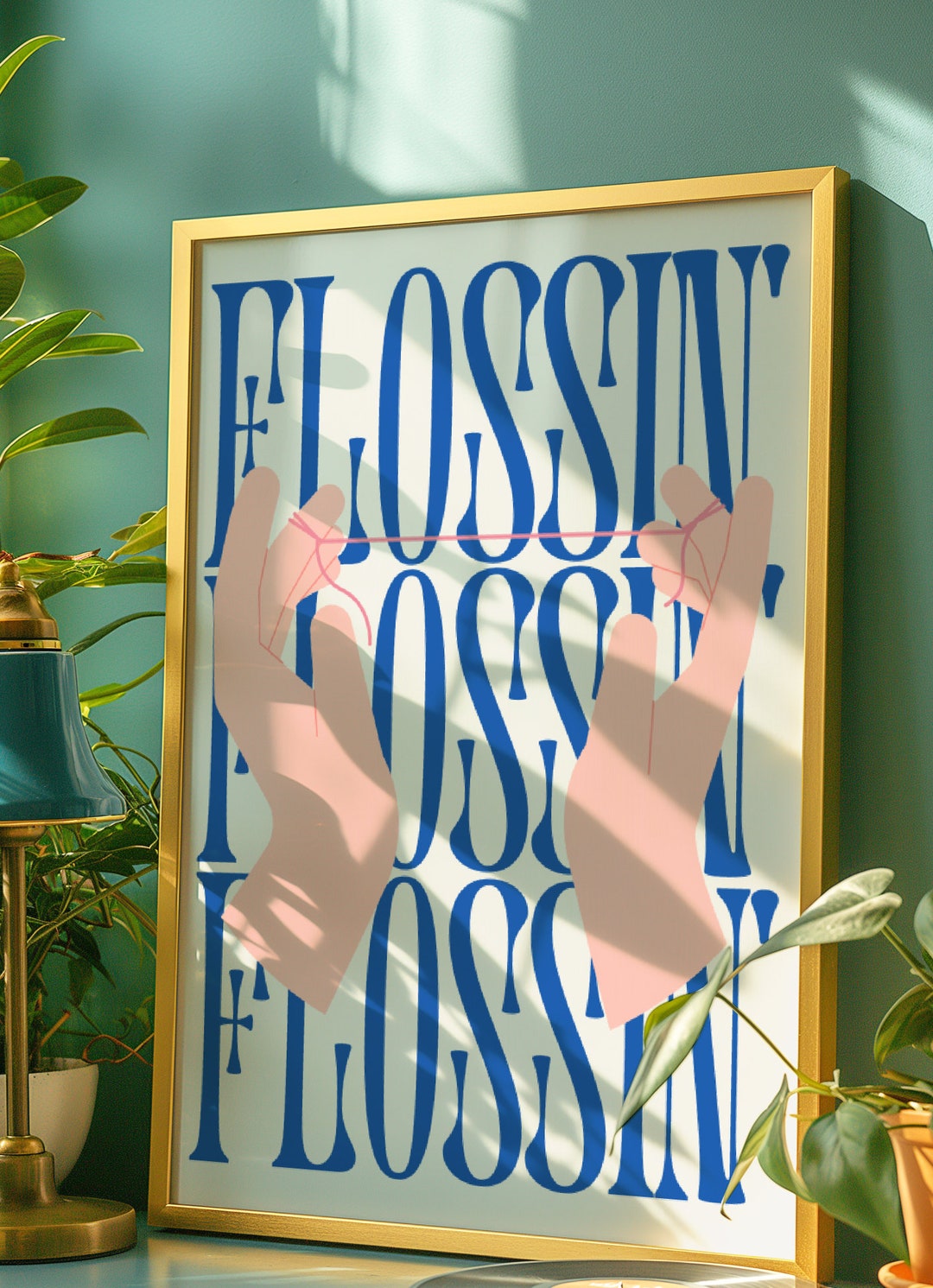 Flossing Oral Hygiene Poster, Instant Downloadable Art for Dentists ...
